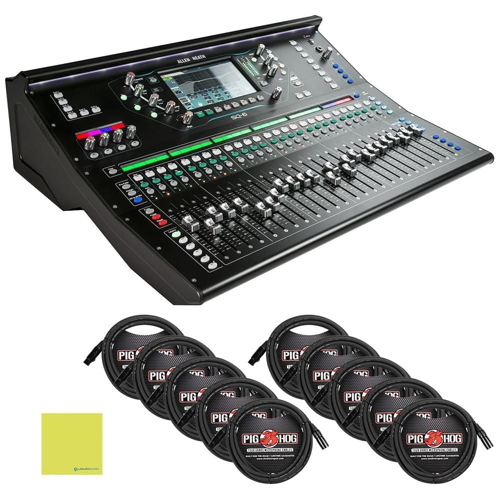 Allen & Heath SQ-6 48-channel Digital Mixer Bundle w/10-Pack Pig Hog ...