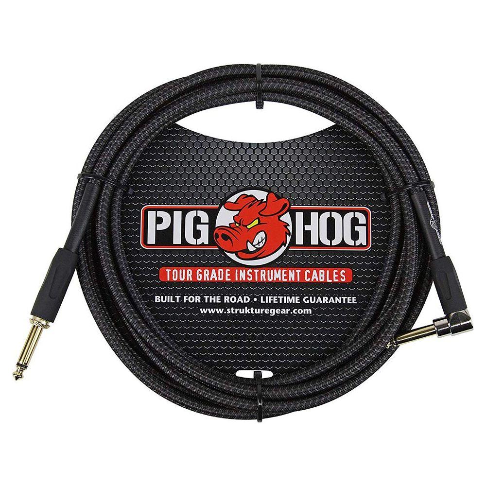 Pig Hog PC-H10BKR 1/4" Right-Angle to 1/4" Black Woven Guitar ...