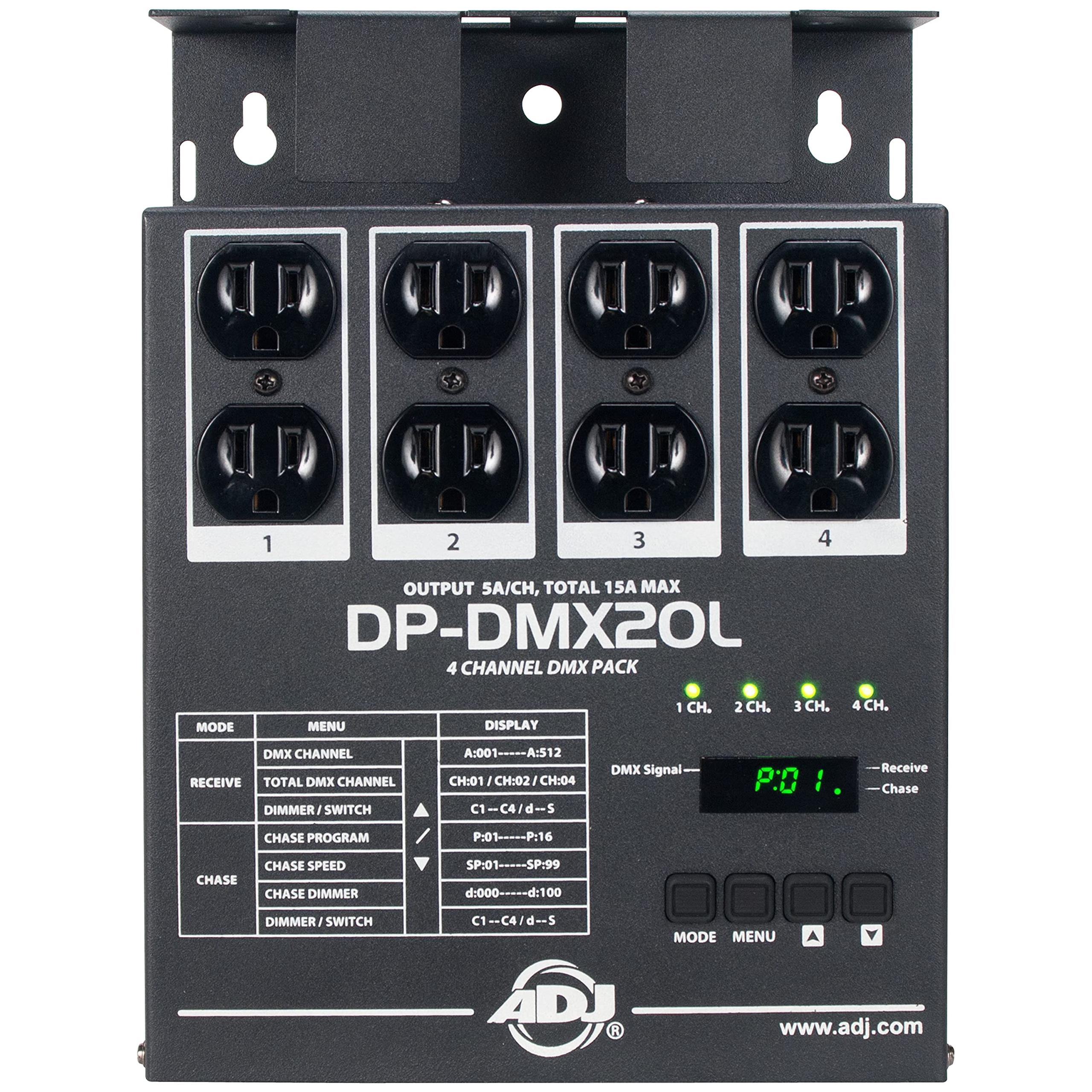 ADJ Products DMX20L 4-Channel Universal DMX Dimmer/Switch Pack, Compact ...